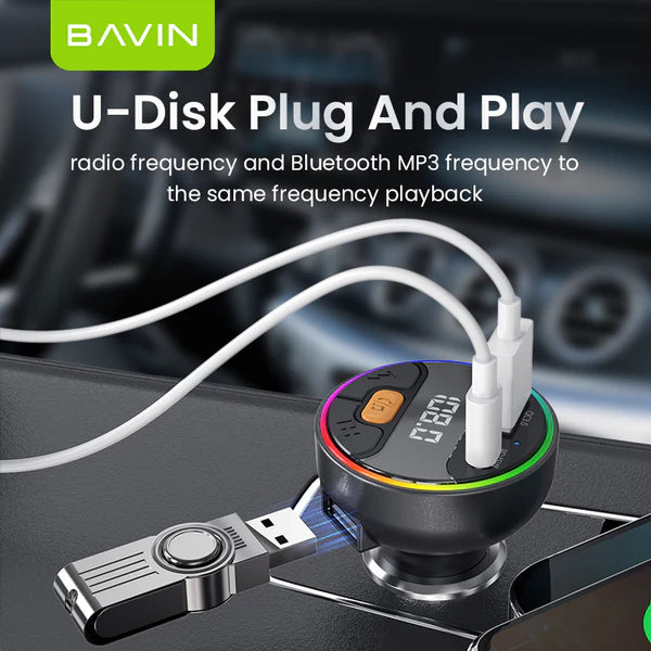 Bavin MP3 Car Charger RGB 7-Color Lights for iPhone & Android ...